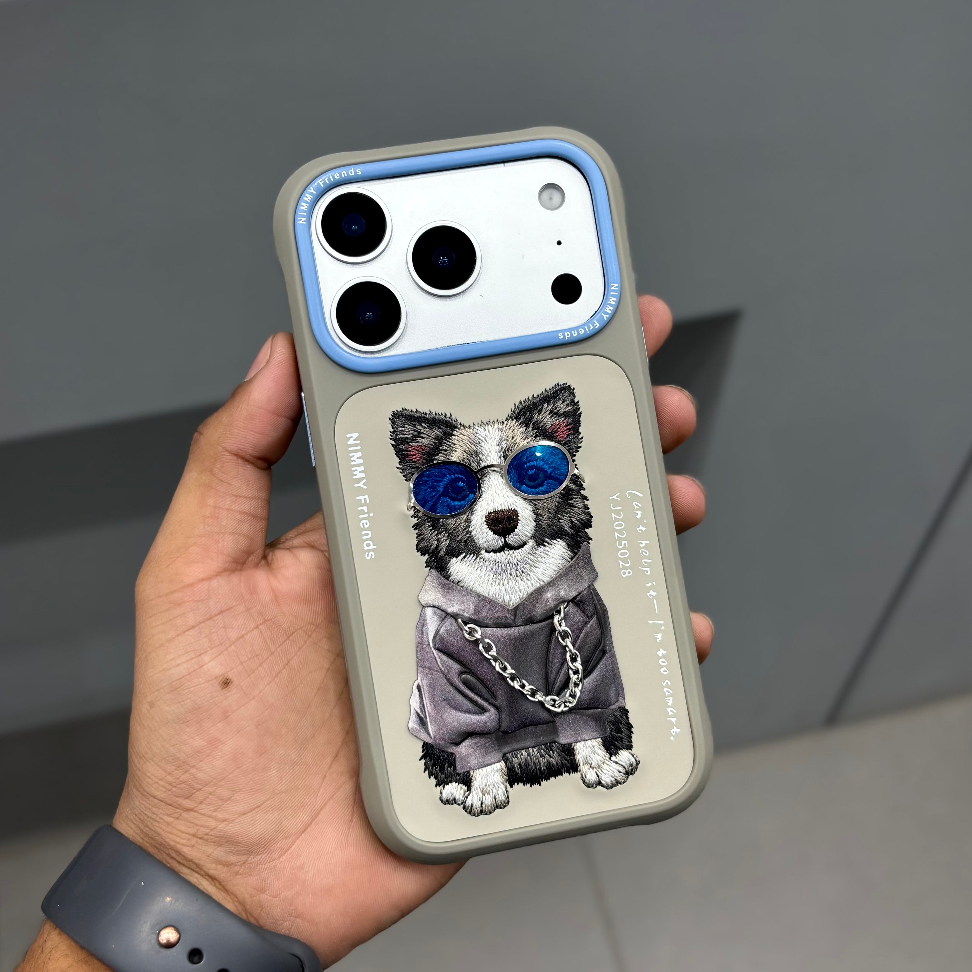 NIMMY DOG CHAIN CASE - GREY BLUE ( No. 2533 ) – Chawla Mobile Accessories